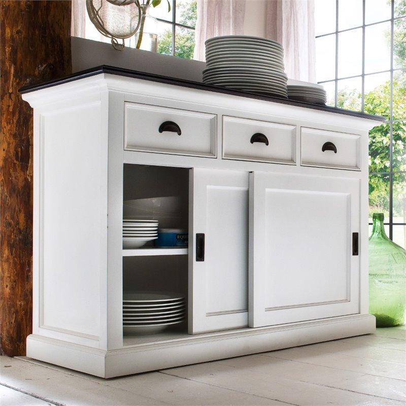 NOVASOLO Halifax Contrast White Sideboard Cabinet with Sliding Doors